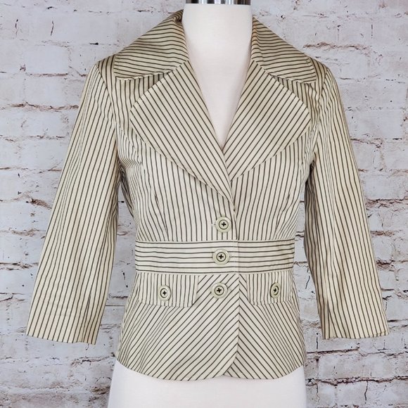 mac & jac | Jackets & Coats | Mac Jac Brown Cream Stripe Jacket 2 Euc ...